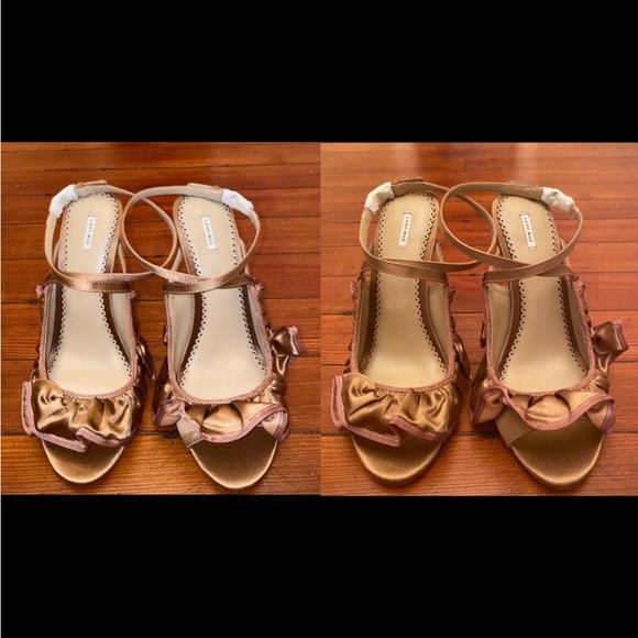 Max Studio | Shoes | Leon Max Eclipse Satin Ruffled Heel Sandals In ...